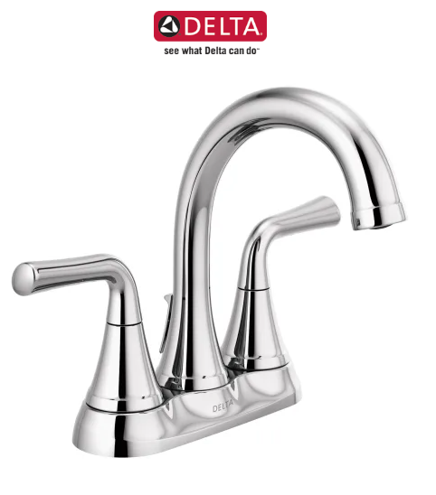Delta Kayra 1.2 GPM Centerset Bathroom Faucet with Pop-Up Drain Assemb ...